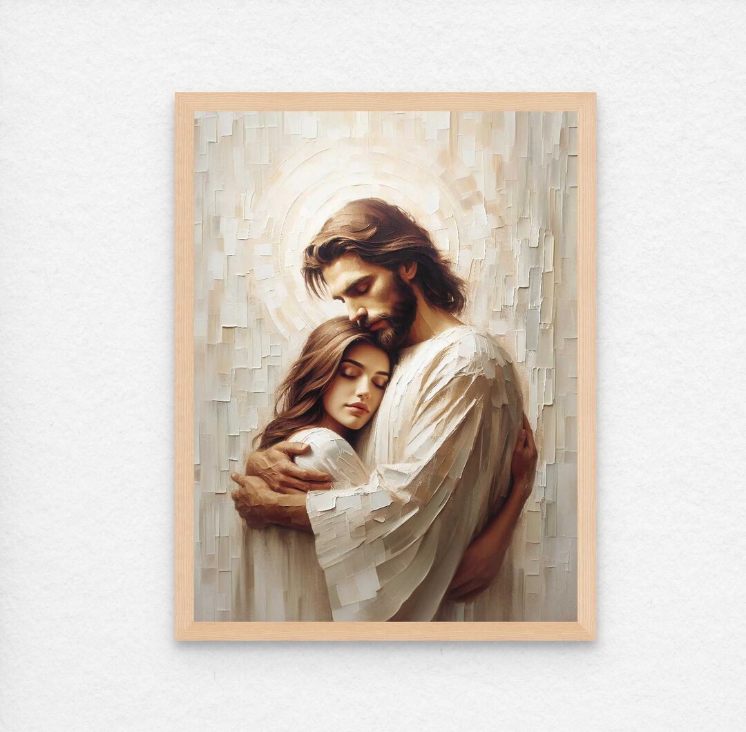 He Loves You, Christian Painting, Jesus Hugging a Woman, Jesus Portrait ...