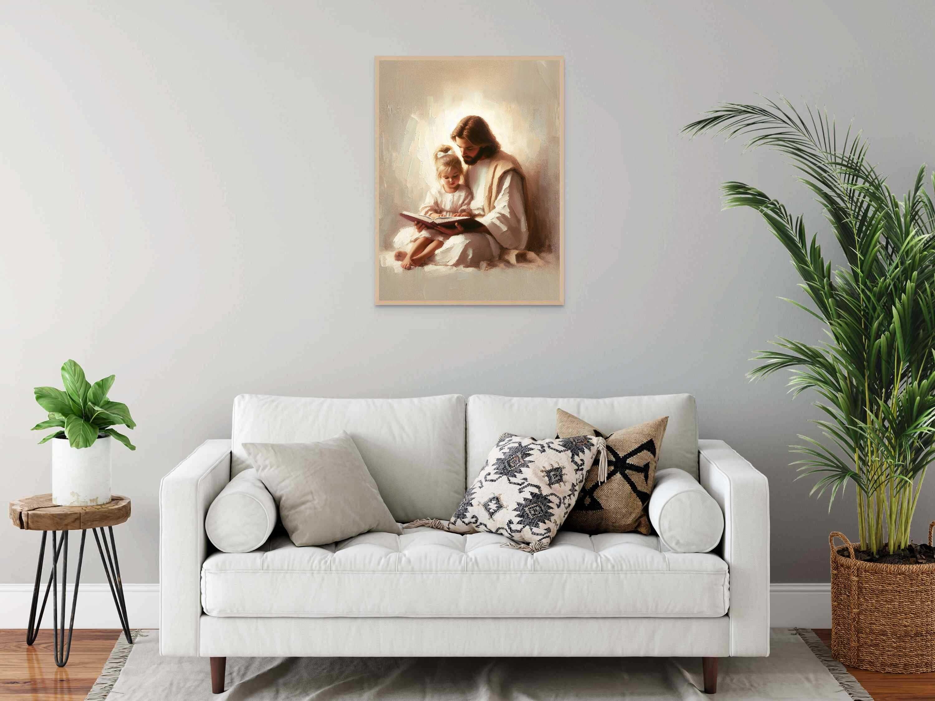 Lessons of Empathy, Modern Christian Art, Jesus Reading to Girl ...