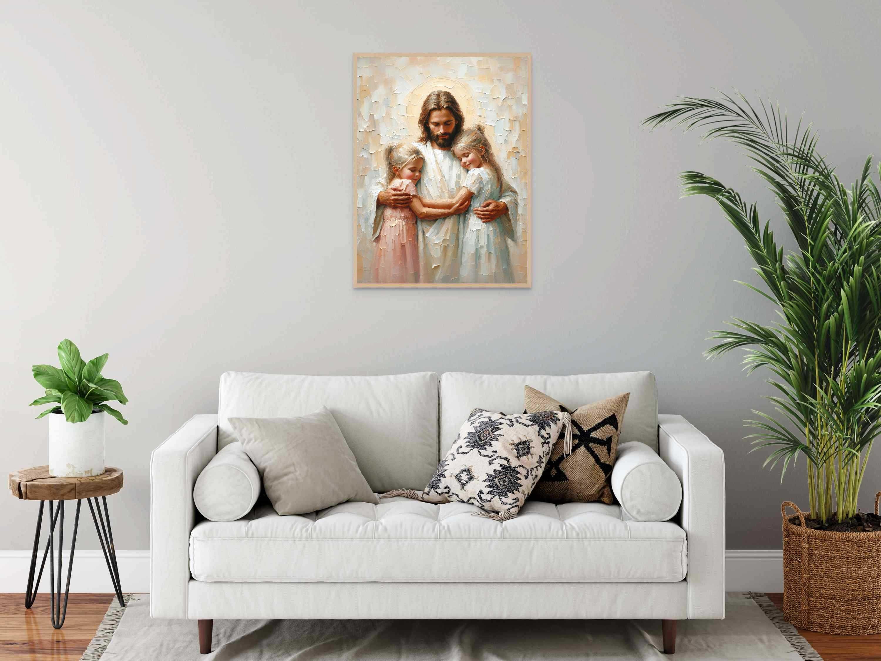His Little Angels, Modern Christian Art, Jesus Hugging Girls, Jesus ...