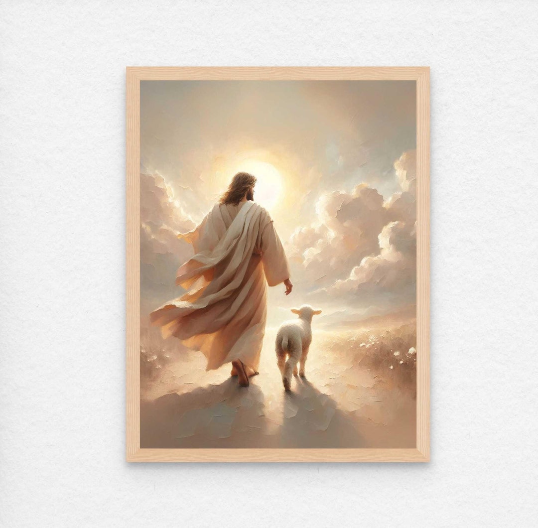 Savior and Lamb, Christian Wall Art, Jesus Leaves the 99, Picture of ...