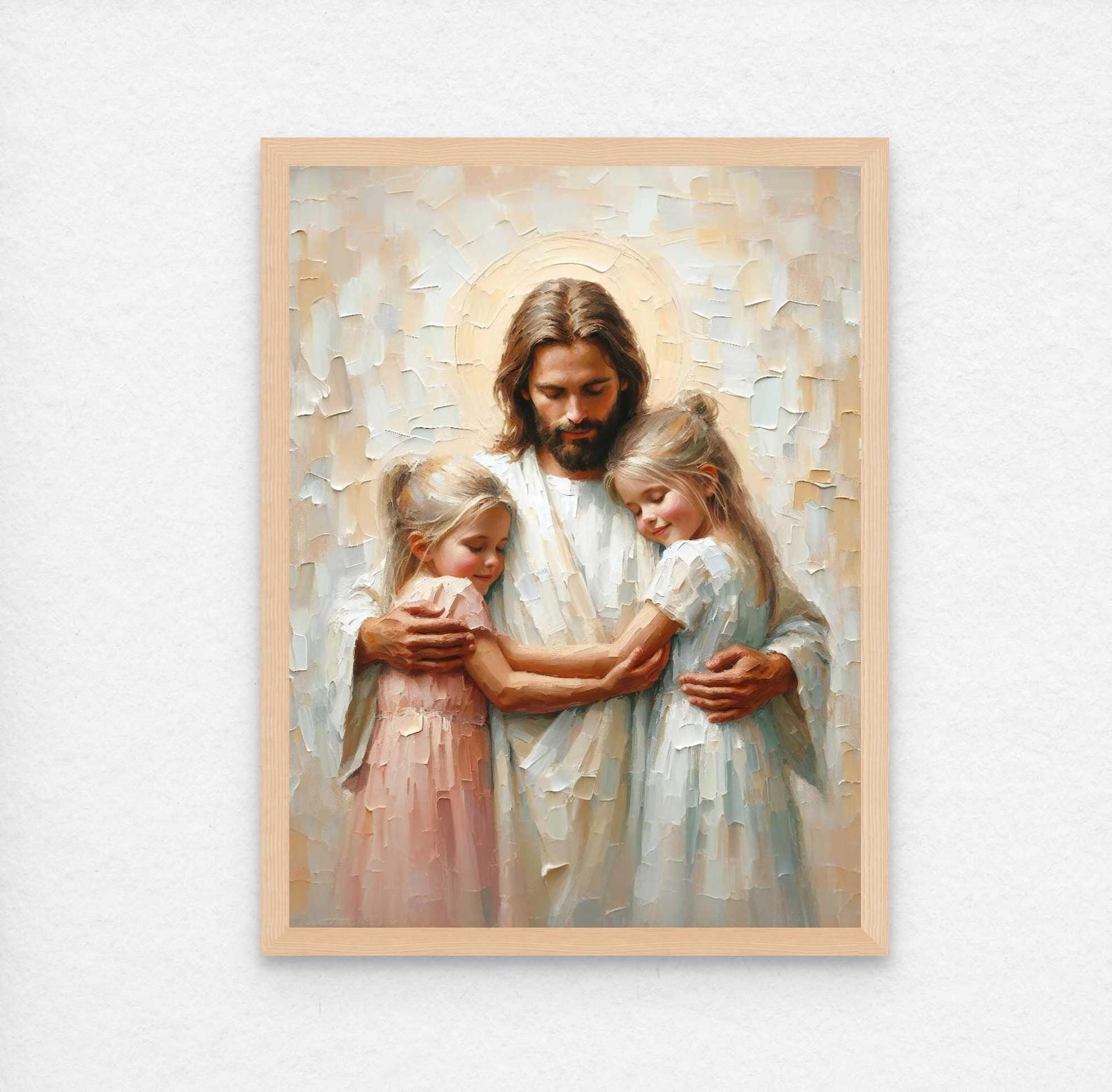 His Little Angels, Modern Christian Art, Jesus Hugging Girls, Jesus ...