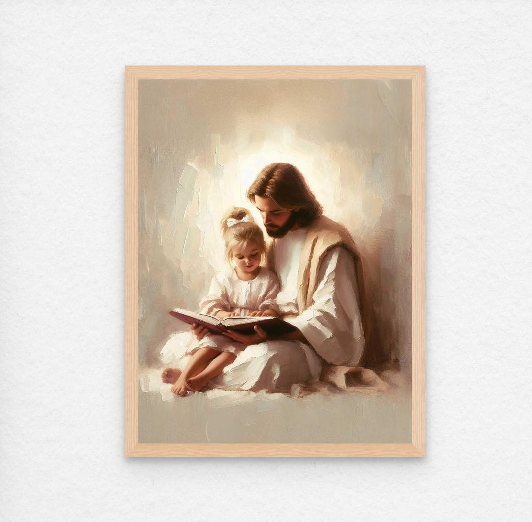 Lessons of Empathy, Modern Christian Art, Jesus Reading to Girl ...