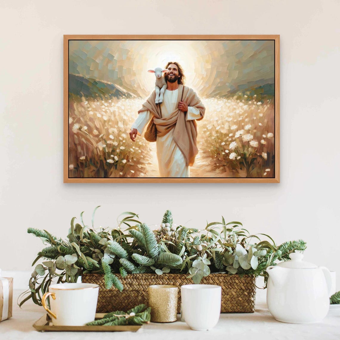 A Loving Shepherd, Christian Art, Jesus the Shepherd, Jesus Painting ...
