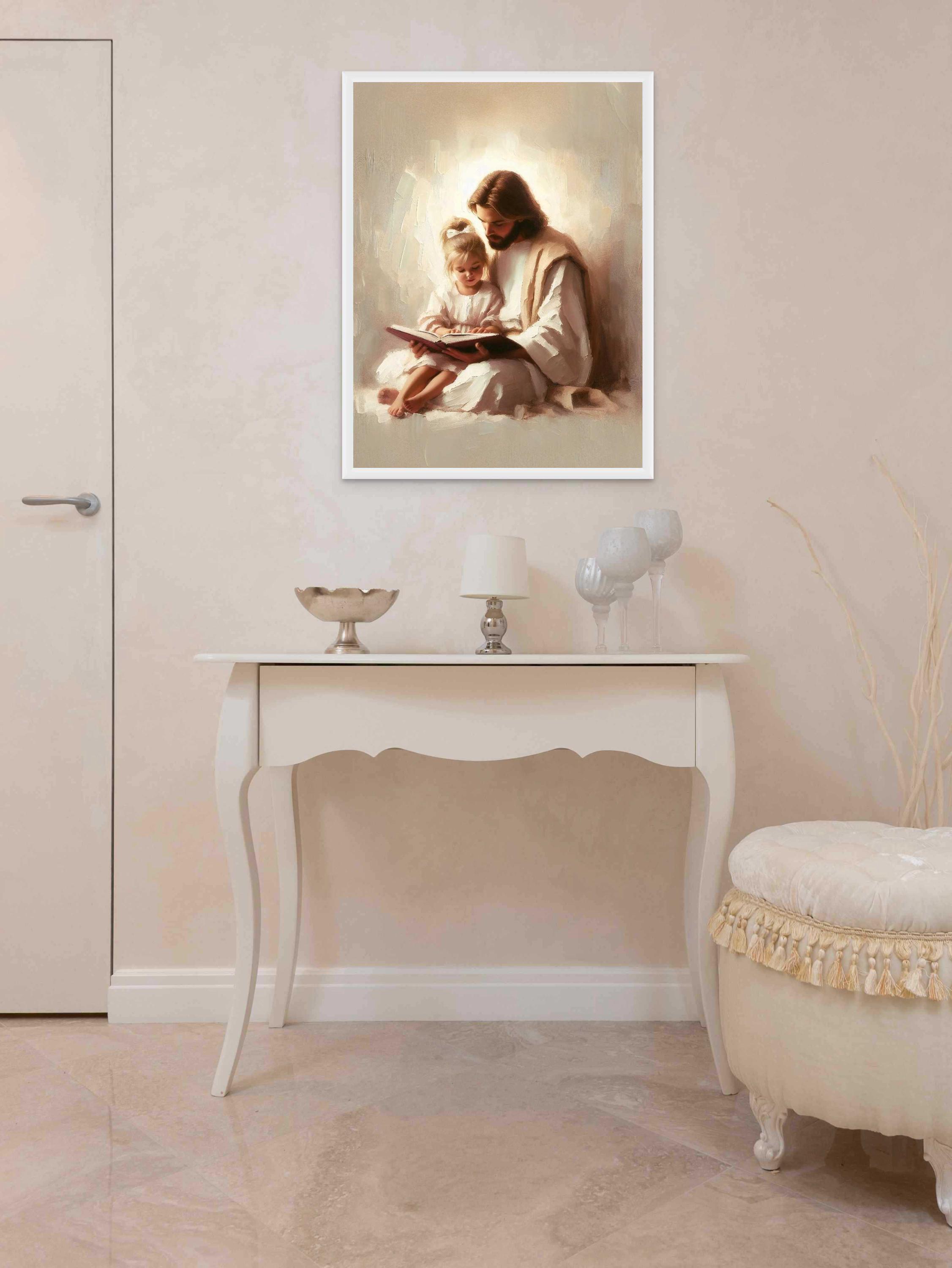 Lessons of Empathy, Modern Christian Art, Jesus Reading to Girl ...