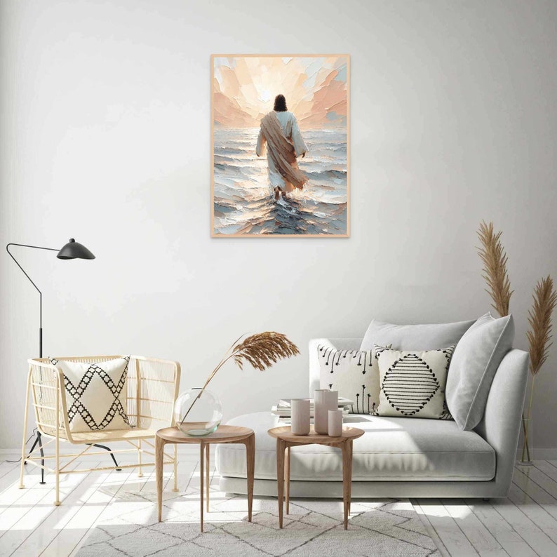 A Miracle on Water, Digital Christian Art, Jesus Christ Walking on ...