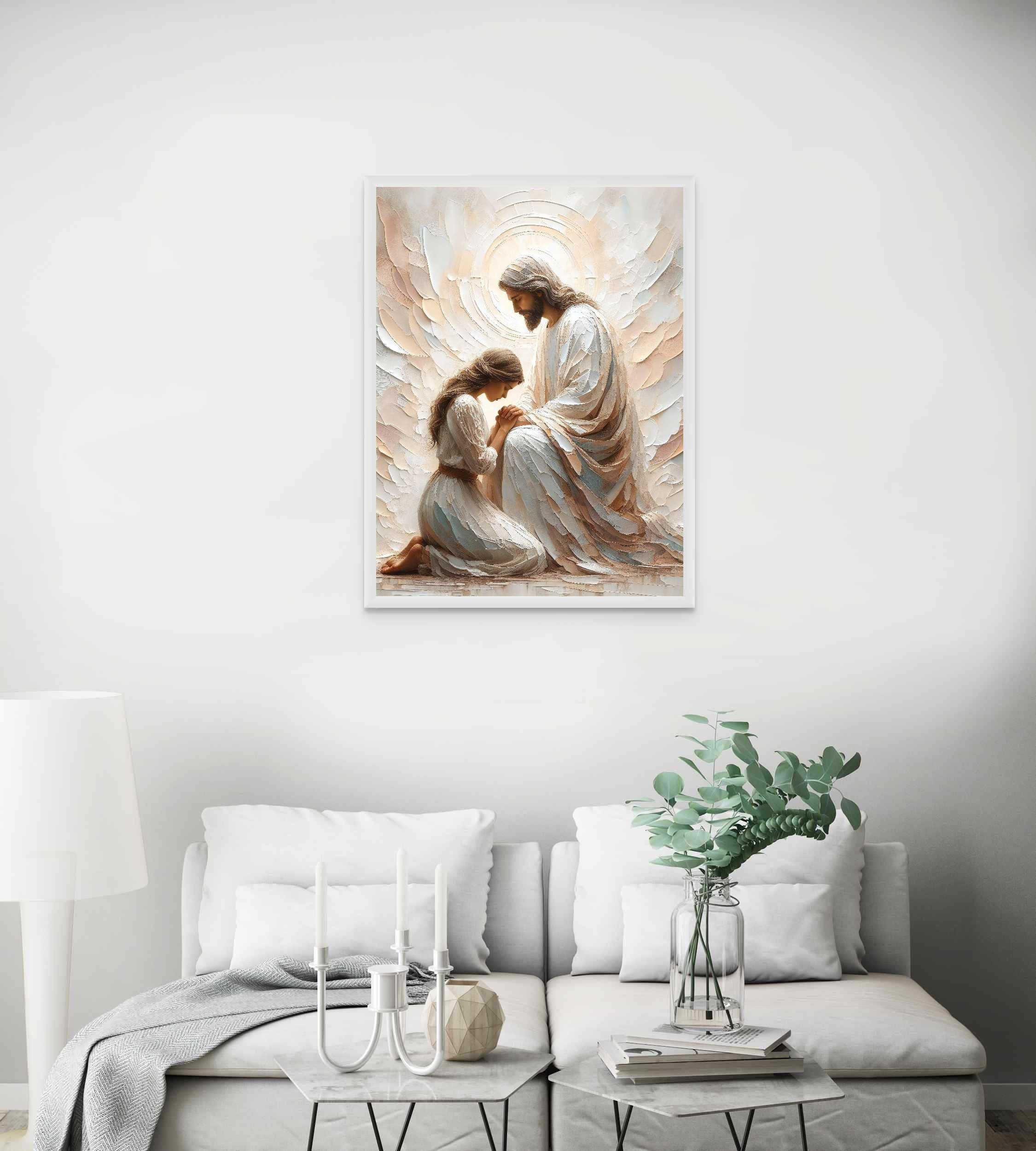 His Support, Christian Art, Jesus Christ and Girl, Jesus Heals Woman ...