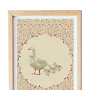 Mother Goose With 3 Babies - Cottagecore and Grandmacore Wall Art ...