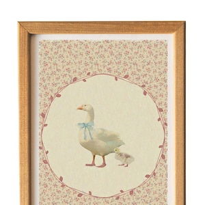 Mother Goose With Bow and Baby - Cottagecore and Grandmacore Wall Art ...