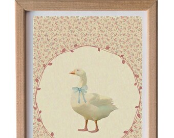 Mother Goose With Bow and Baby Cottagecore and Grandmacore Wall Art ...