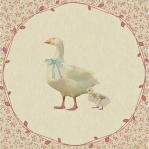 Mother Goose With Bow and Baby - Cottagecore and Grandmacore Wall Art ...