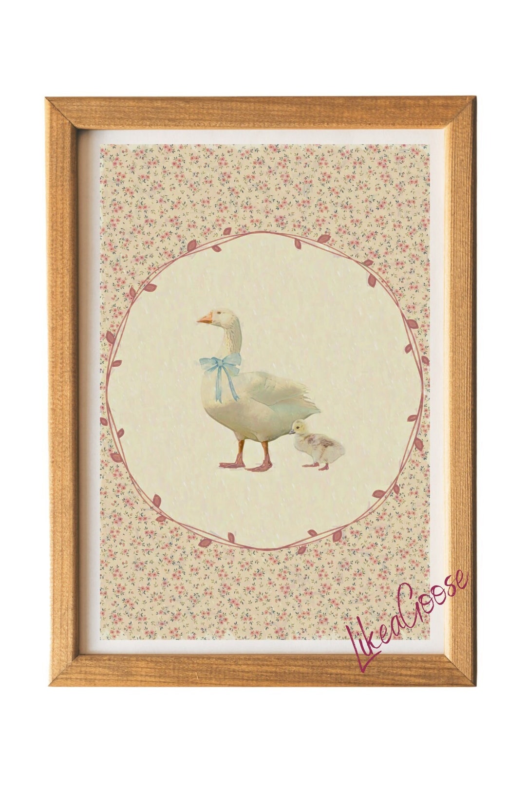 Mother Goose With Bow and Baby - Cottagecore and Grandmacore Wall Art ...