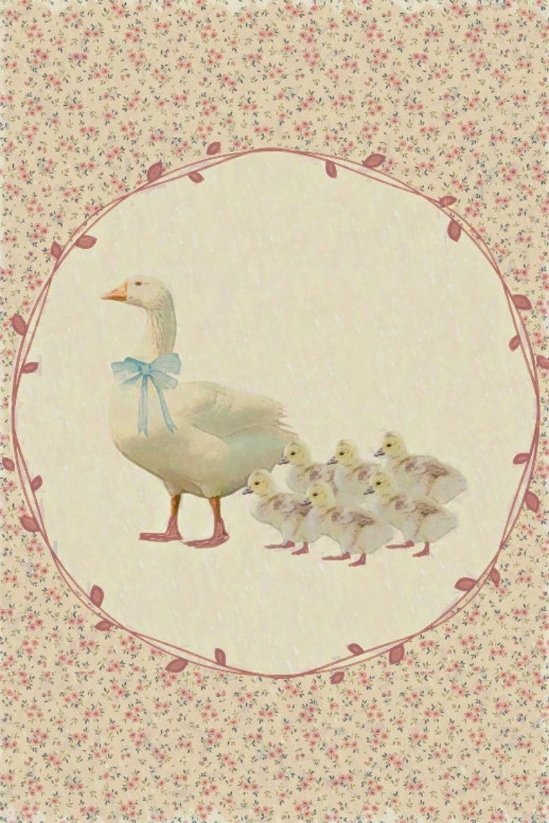 Mother Goose With 6 Babies - Cottagecore and Grandmacore Wall Art ...