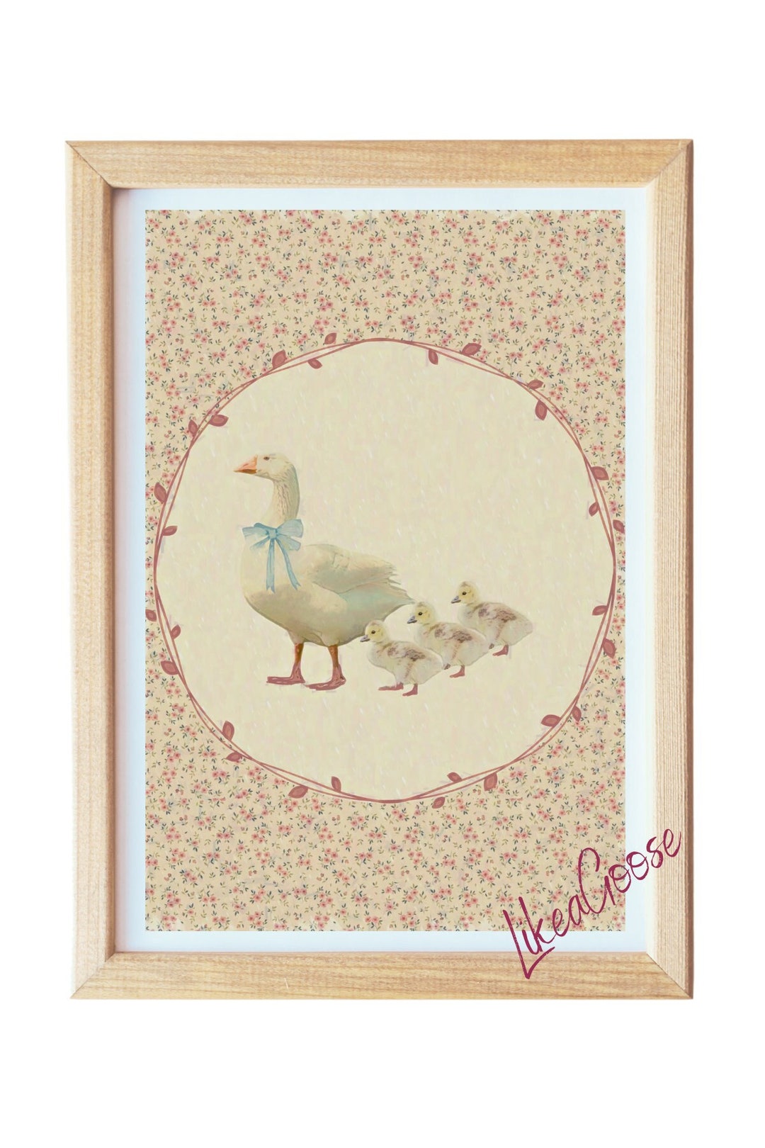 Mother Goose With 3 Babies - Cottagecore and Grandmacore Wall Art ...