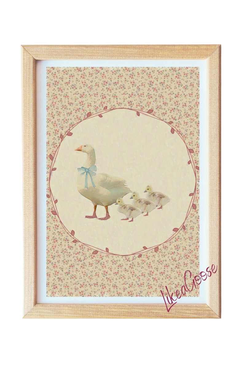 Mother Goose With 3 Babies - Cottagecore and Grandmacore Wall Art ...