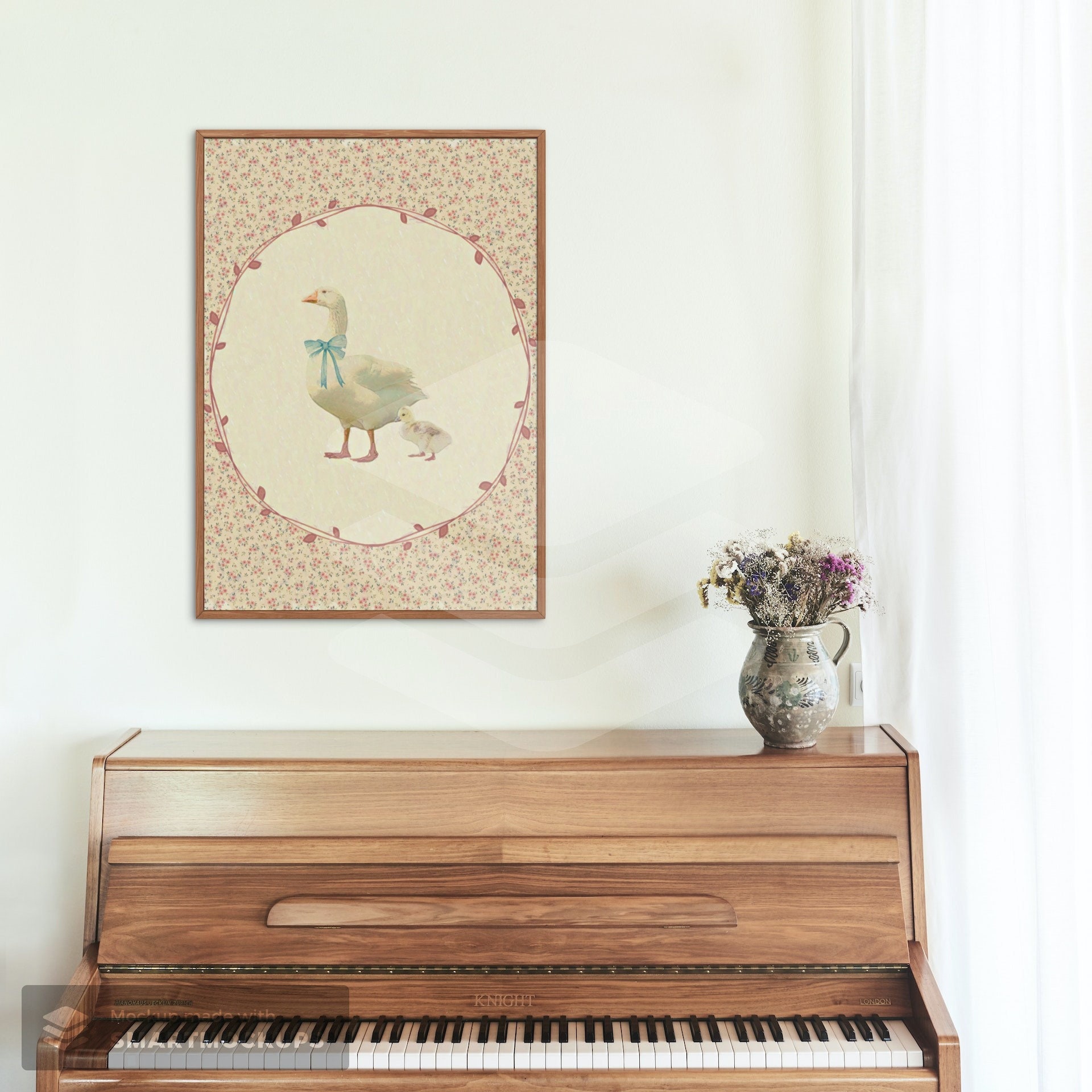 Mother Goose With 3 Babies - Cottagecore and Grandmacore Wall Art ...