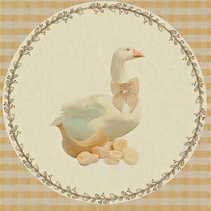 Gingham Goose With Bow & Bananas - Cottagecore and Grandmacore Wall Art ...