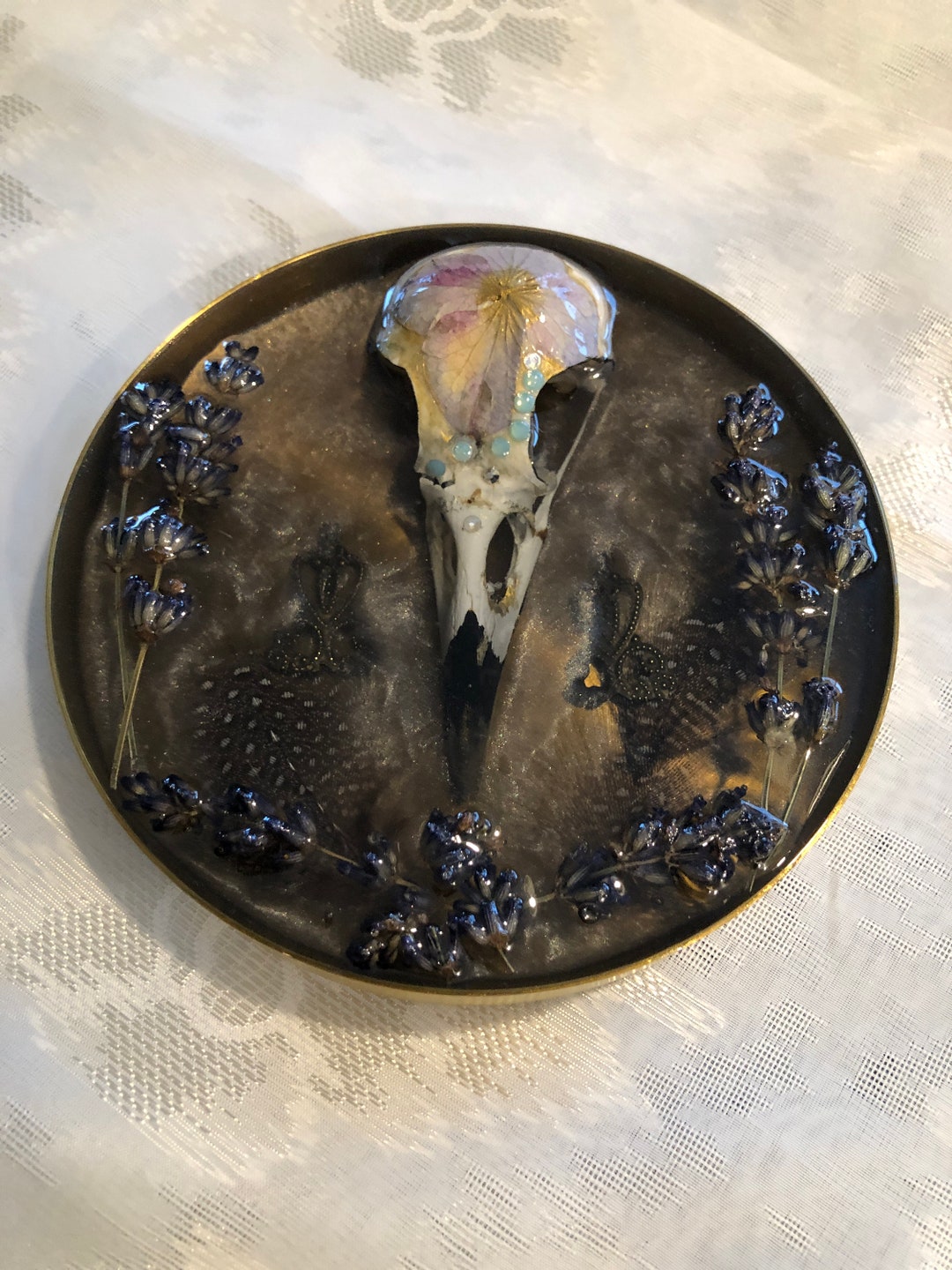 Resin Encased Crow Skull With Lavender - Etsy