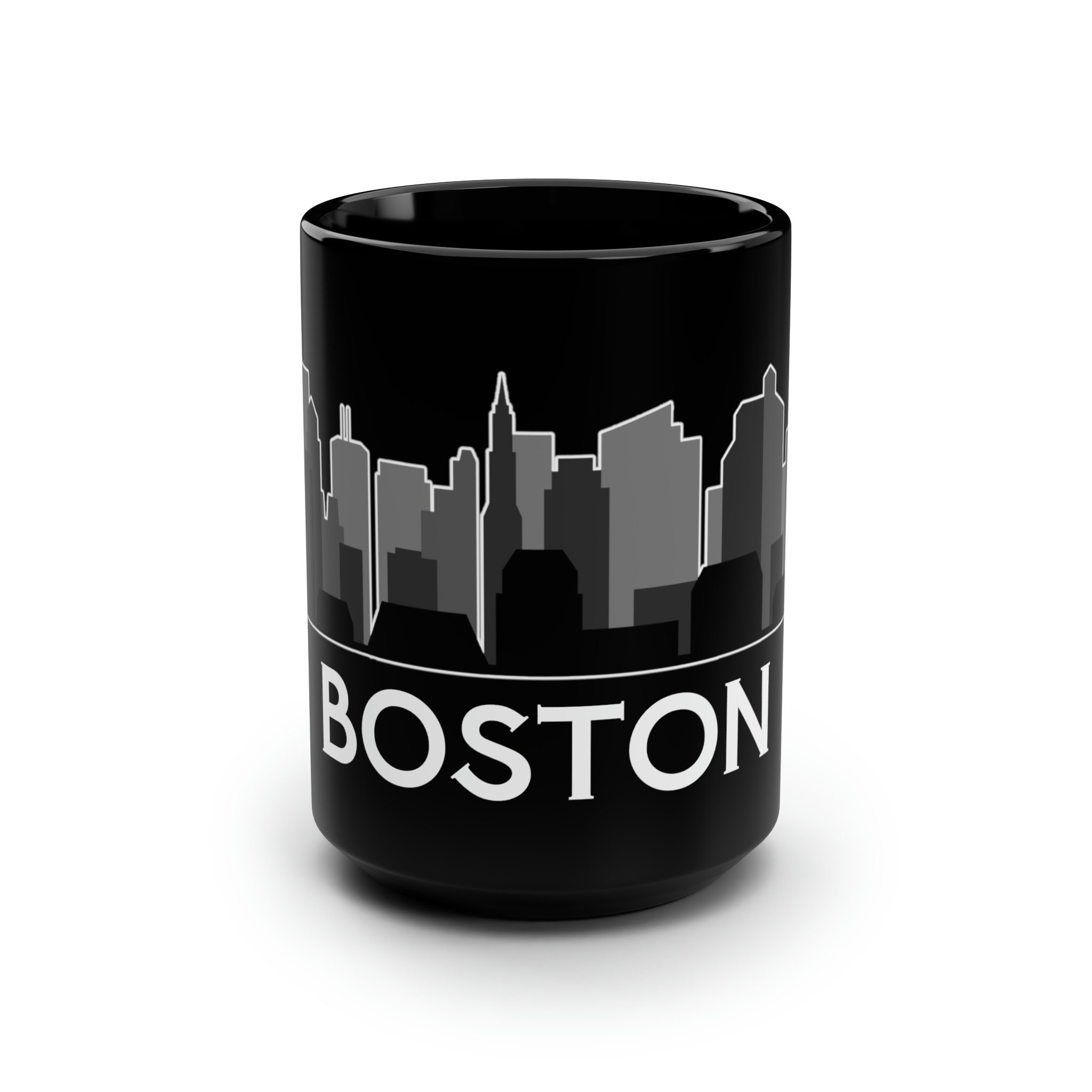 Boston Massachusetts Skyline Printed on Black Ceramic Mug, Beantown ...
