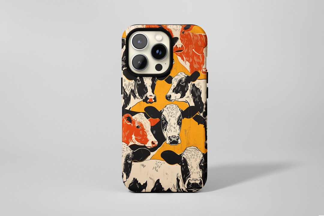 Vintage Cow Pattern Phone Case Aesthetic Gift for Her Gift for Cow ...