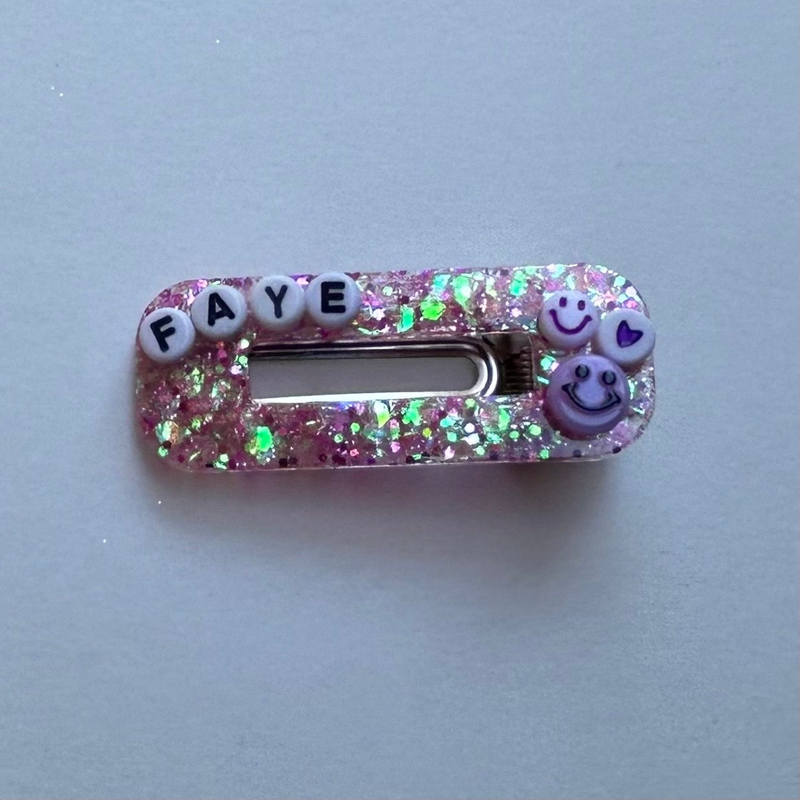 Smiley Face Name Hair Clip, Personalized Hair Clip, Beaded Hair Clip ...