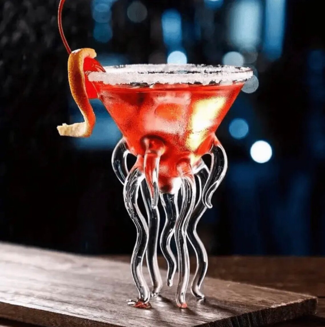 Octopus Martini Glass-set of 2 Unique Cocktail Kitschy Barware Nautical ...