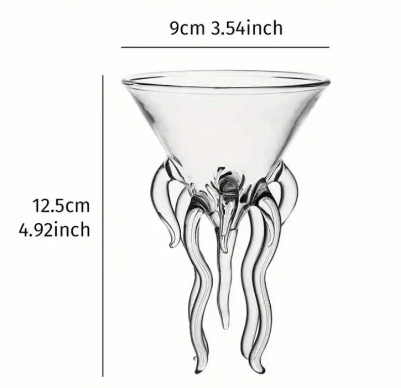 Octopus Martini Glass-set of 2 Unique Cocktail Kitschy Barware Nautical ...