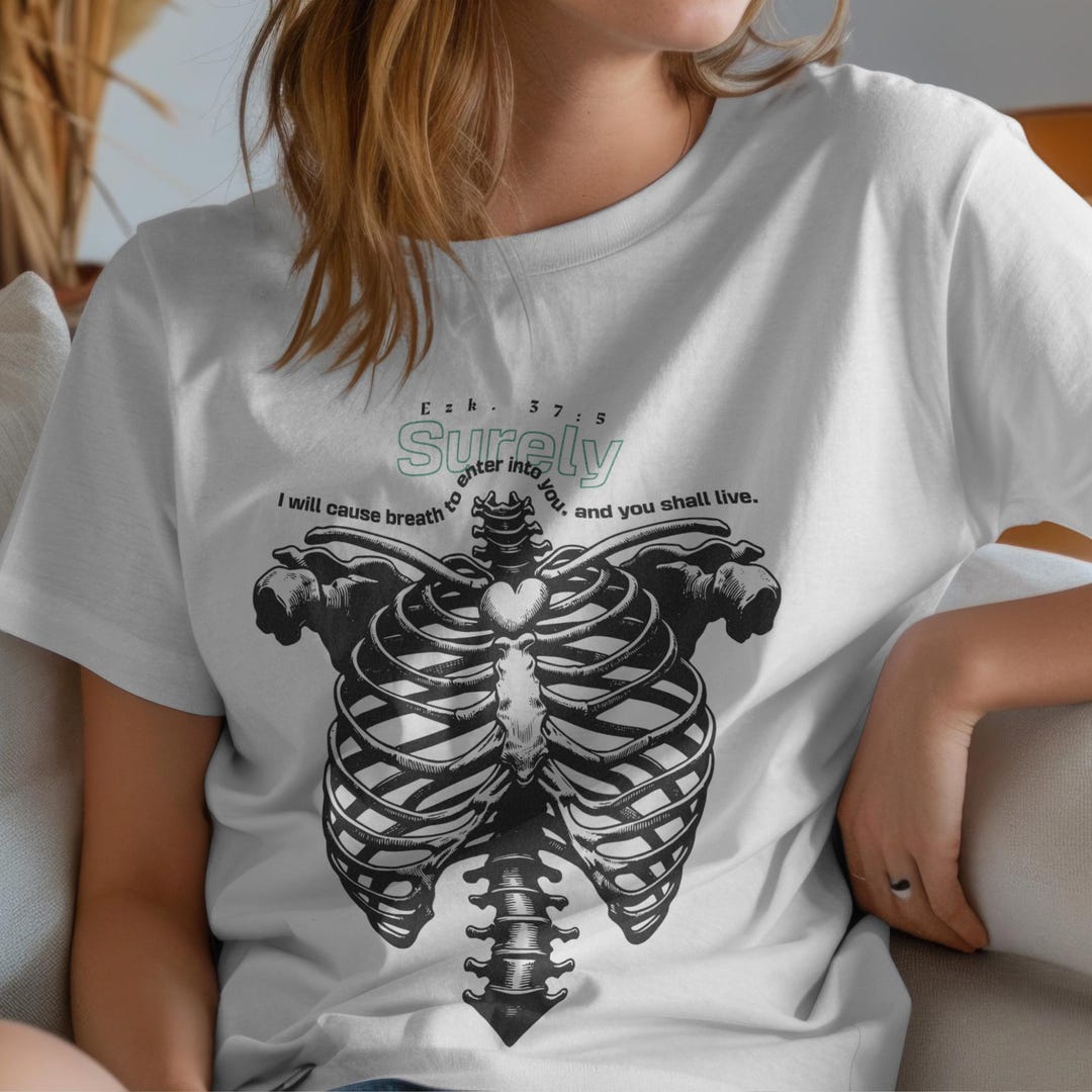 Dry Bones, Christian Ribcage Skeleton Shirt, Gothic Scripture Tee ...