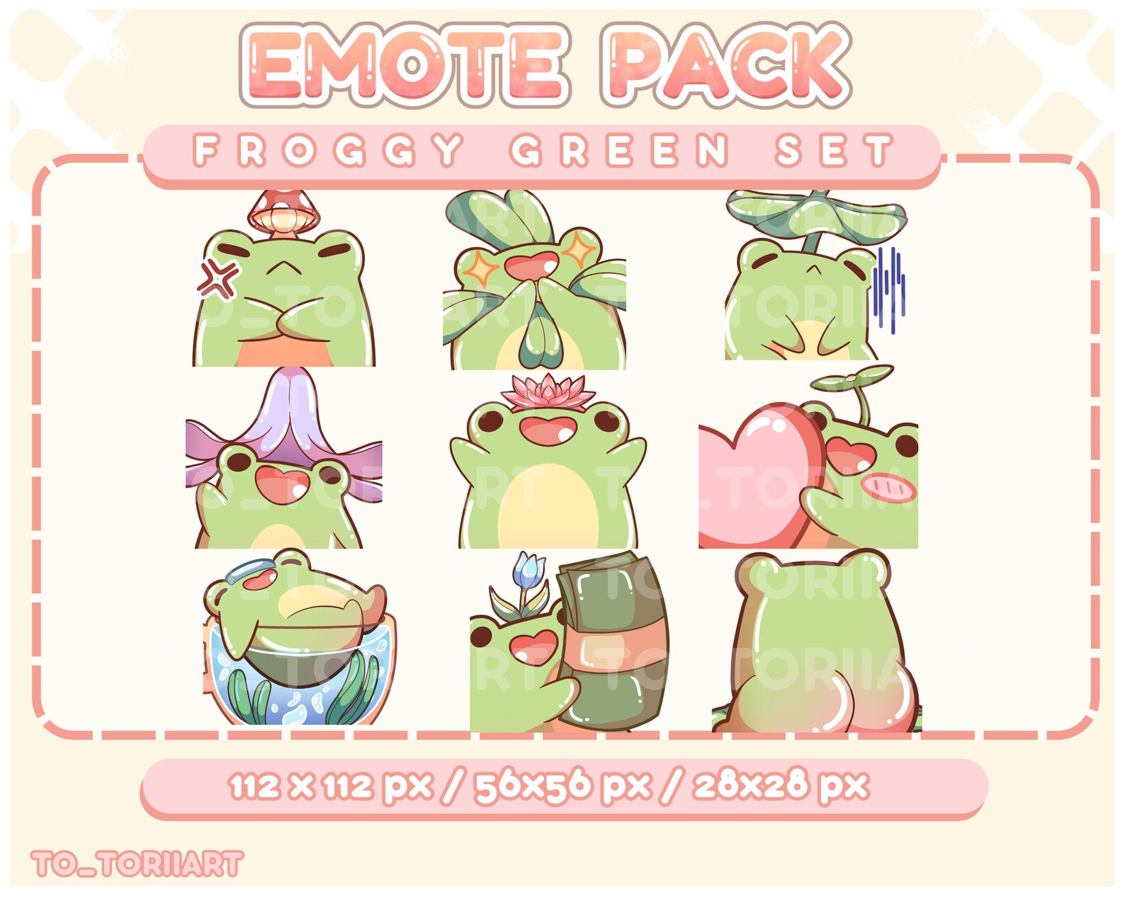 SALE Cute FROGGY EMOTE Pack (9) Multicolor for Stream, Twitch, Discord ...