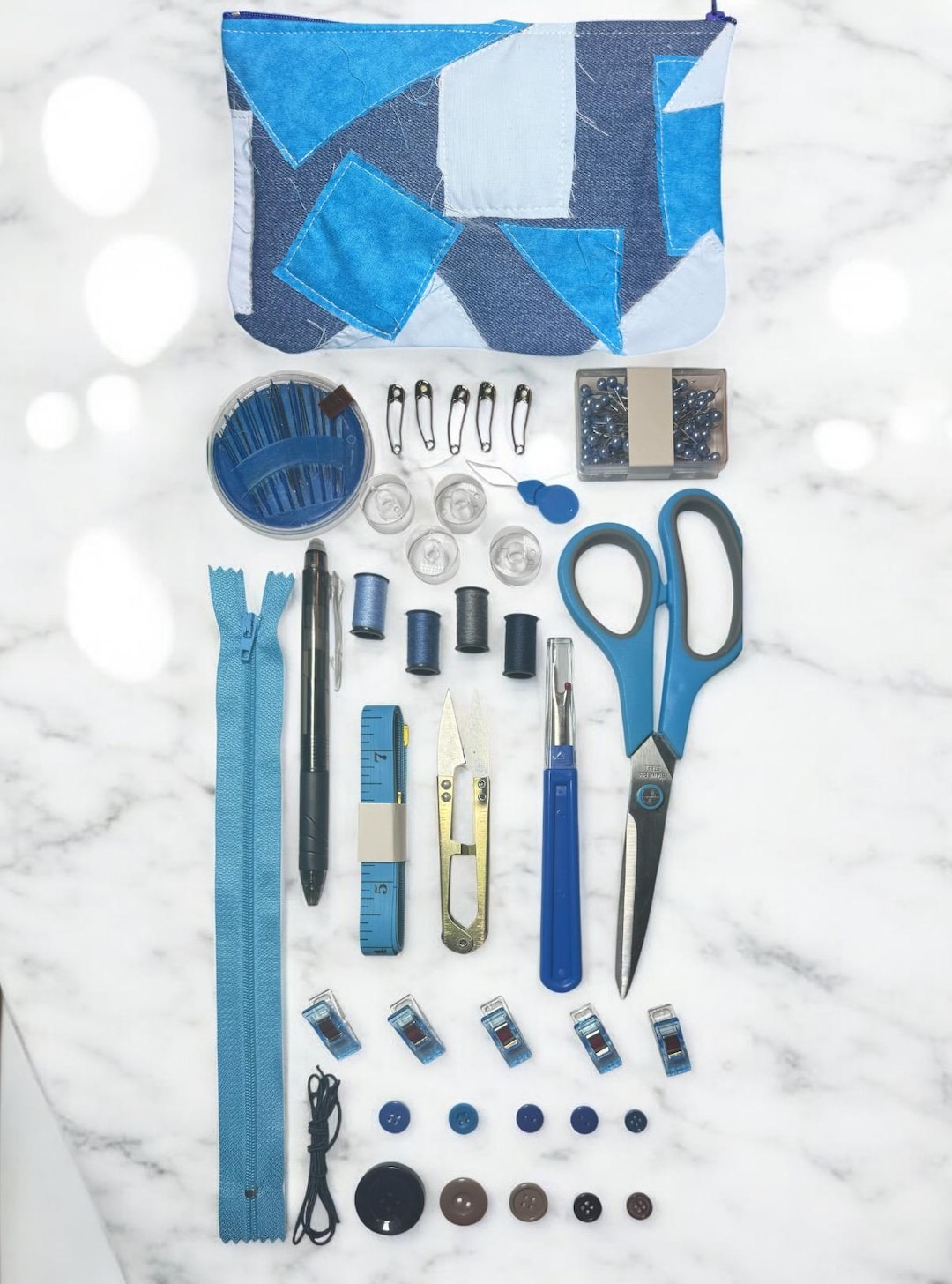 Beginner Sewing Starter Kit With Crafty Storage Bag (163-piece) Blue ...