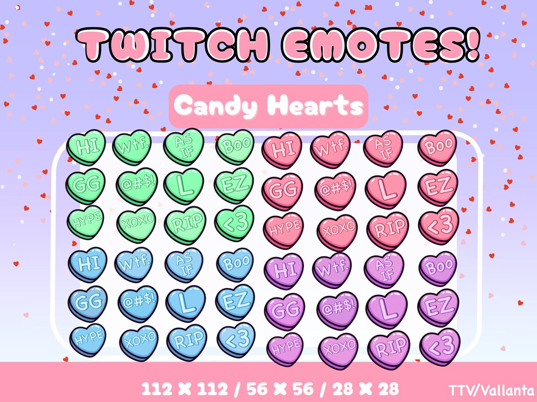 Candy Heart Emotes for Twitch, Youtube, Discord (digital Download) - Etsy