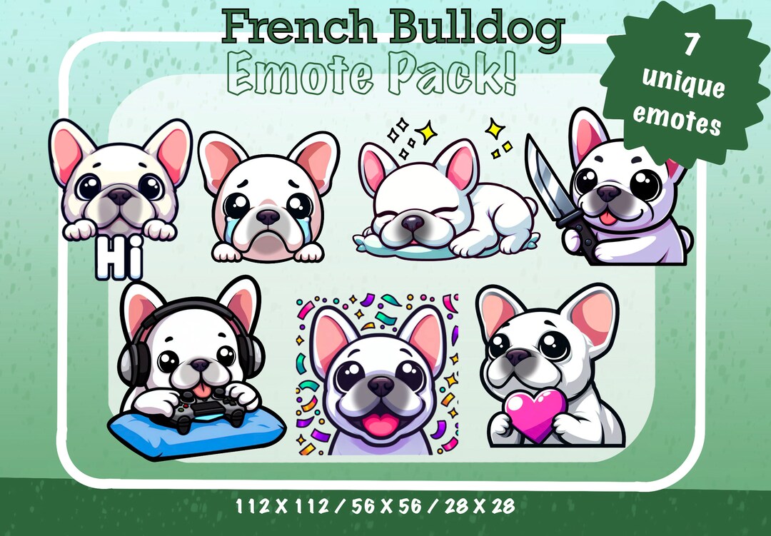 Cute White French Bulldog/ Frenchie Emotes for Streaming! *youtube ...