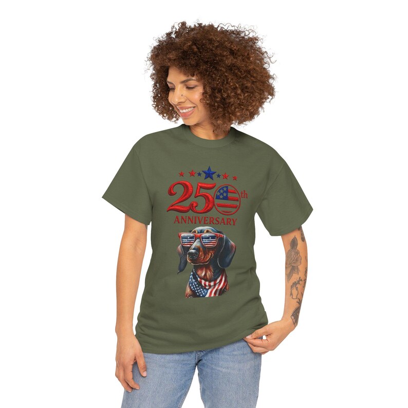 25th Anniversary Patriotic Dachshund T-shirt | American Flag Dog - Etsy UK