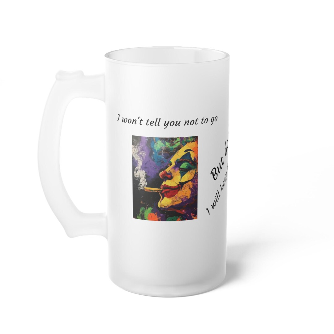 Frosted Glass Beer Mug | Song Lyric & Joker Art, 16 Oz - Etsy