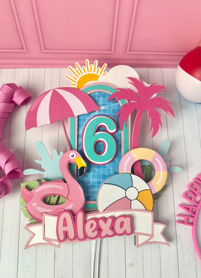 Pool Party Cake Topper, Summer Girl Birthday, Summer Splash Birthday ...