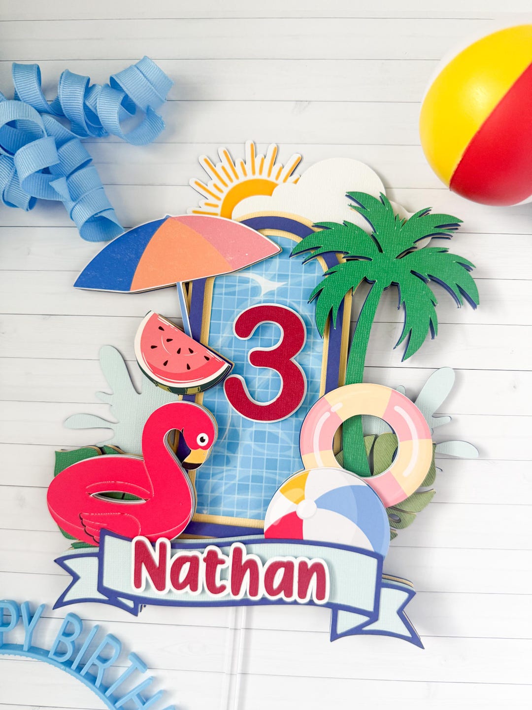 Pool Party Cake Topper: Summer Boy Birthday Decoration - Etsy