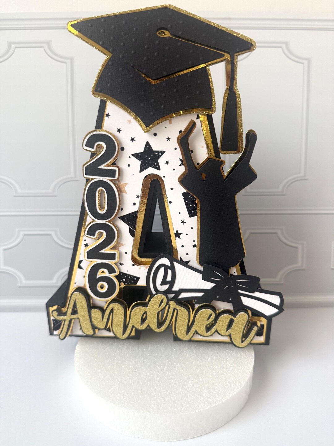 Graduation 3D Letter: Black & Gold Party Decor, Class of 2025 - Etsy UK