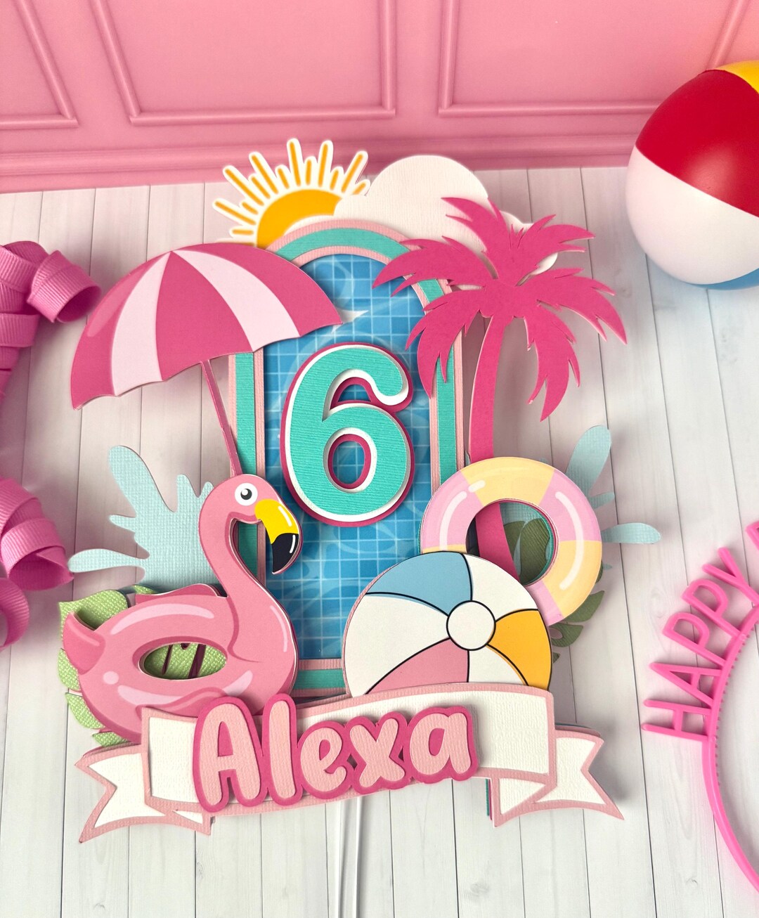 Pool Party Cake Topper: Summer Splash Birthday Decoration - Etsy