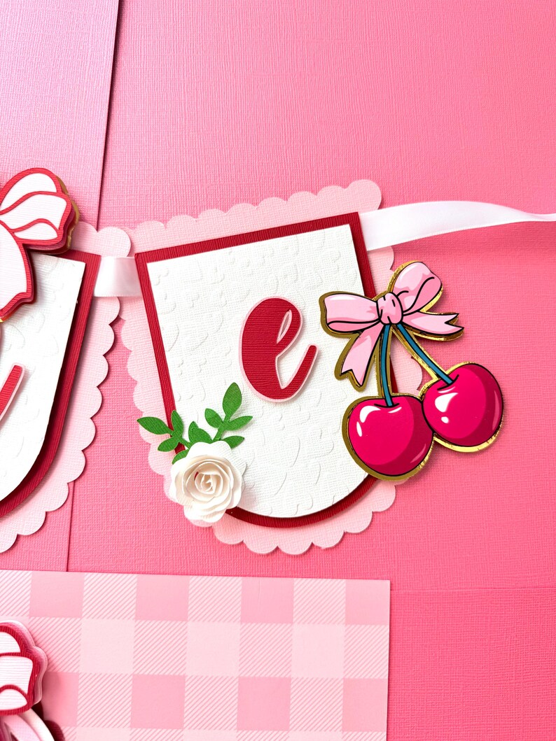 Cherry Bow "one" Banner: Coquette Birthday High Chair Decoration - Etsy
