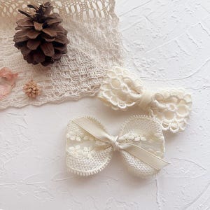 Cream Lace Bow Hair Clips | Birthday Party Hair Accessory | Flower Girl ...