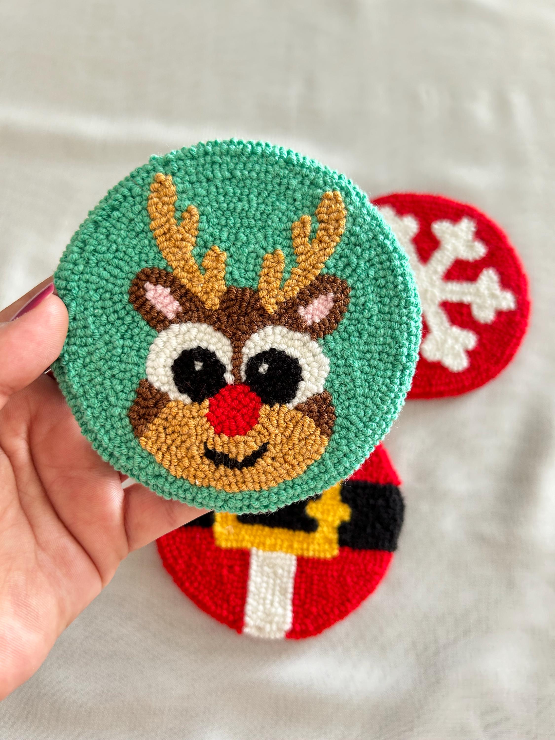 Punch Needle Noel Mug Rug, Handmade Christmas Gift, Noel Drink Coaster ...