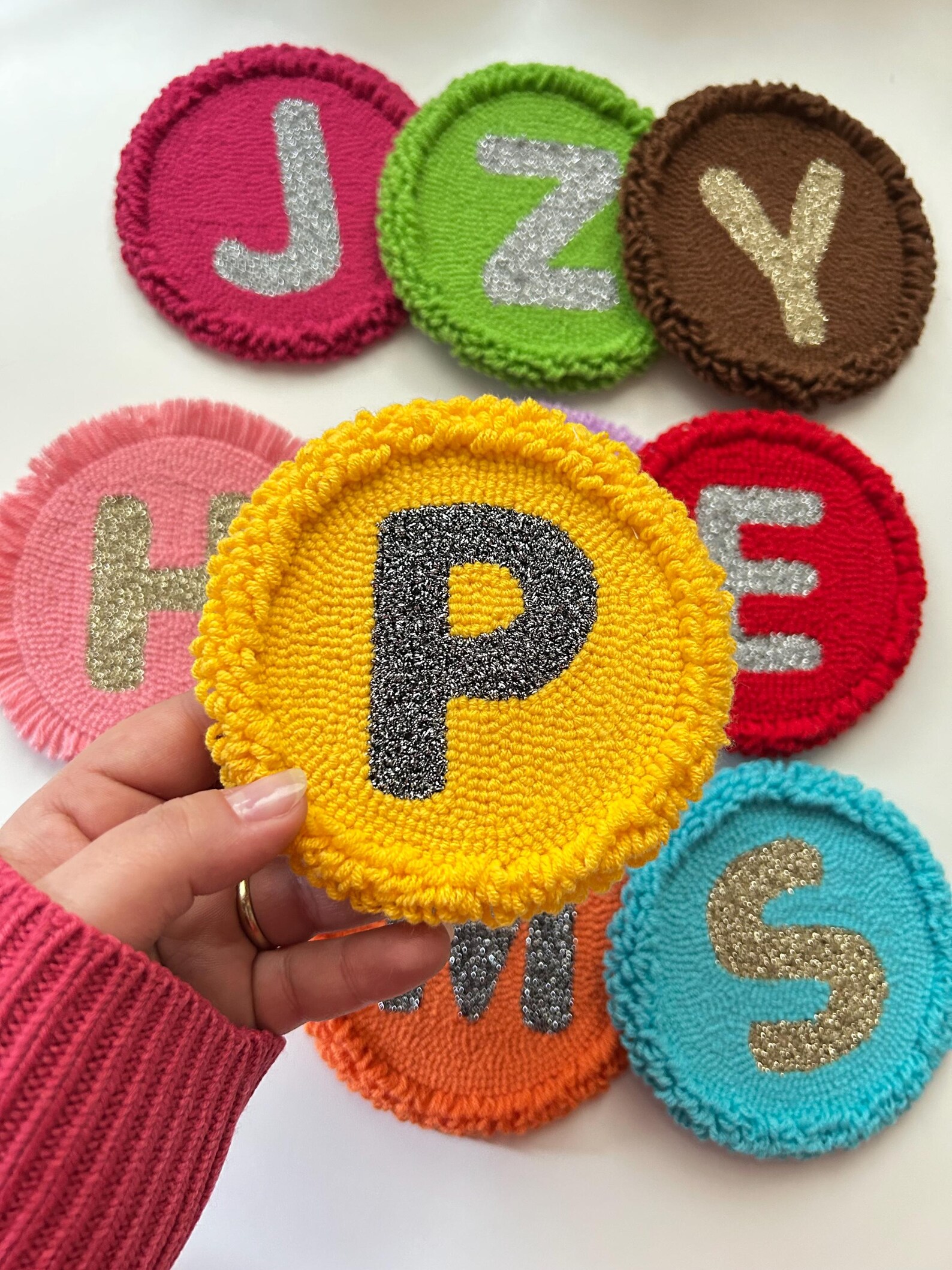 Punch Needle Letter Mug Rug, Personalized Coaster, Handmade New Home ...