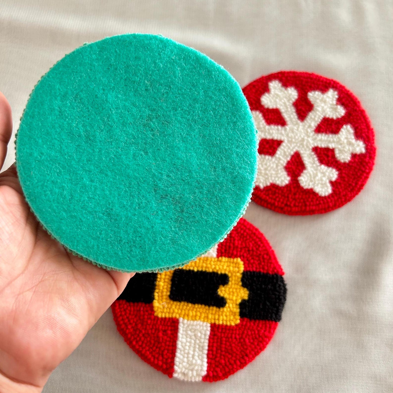 Punch Needle Noel Mug Rug, Handmade Christmas Gift, Noel Drink Coaster ...