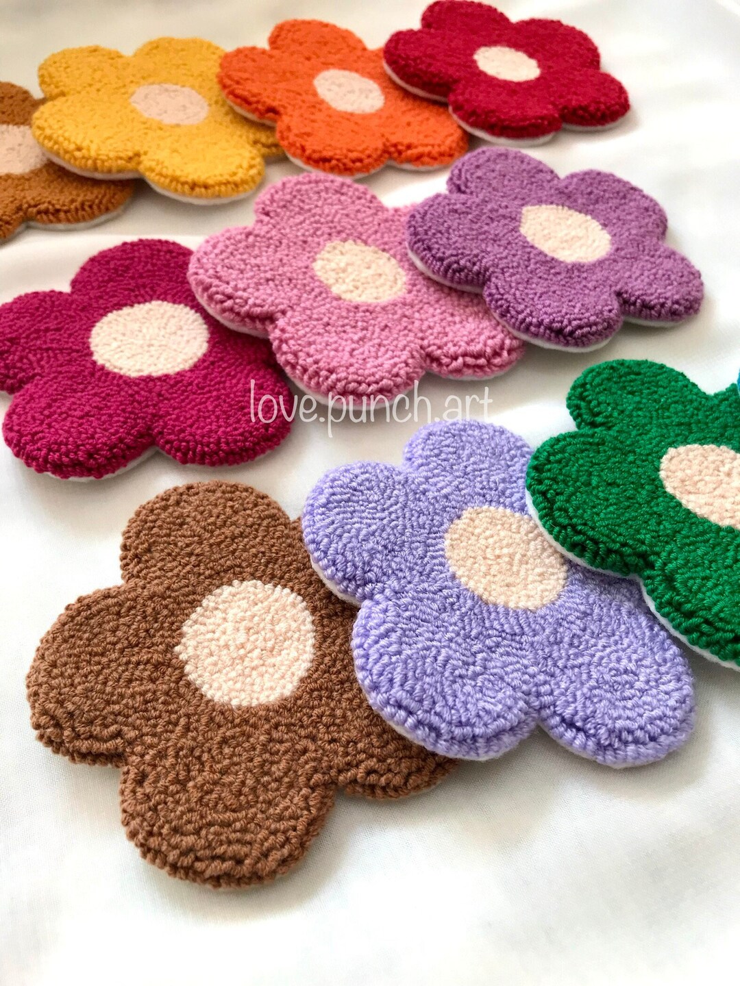 Flower Mug Rug Coaster, Punch Needle Coasters, Handmade New Home Gift ...