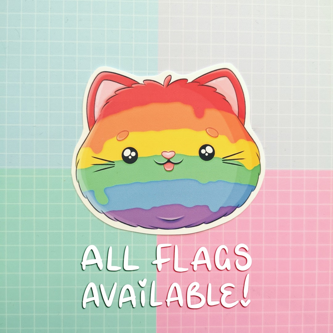 Cute Pride Animal Sticker All Flags Available - Kitty Cat - Etsy