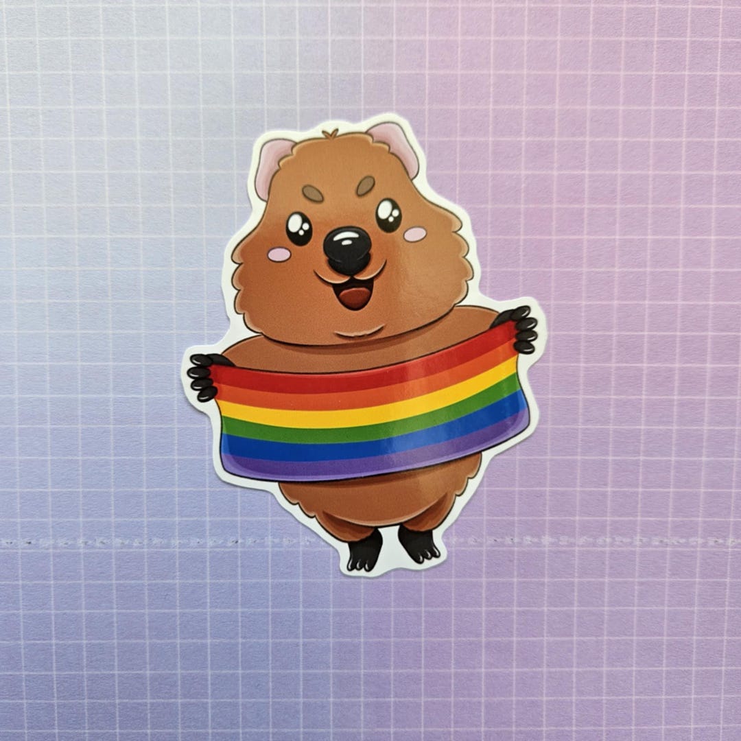 Cute Pride Animal Sticker All Flags Available - Quokka With Flag - Etsy