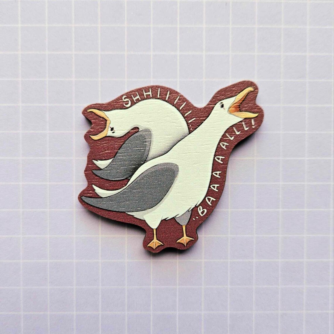 Eco Friendly Birch Wood 2 Inch 2" Pin - Shibal Seagulls - Etsy