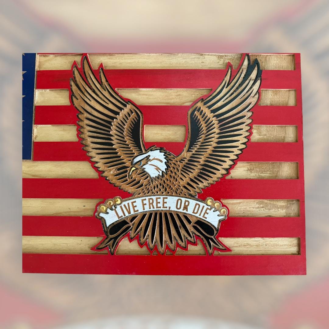 Live Free or Die Wood Flag With Eagle Gift for Birthday Retirement - Etsy