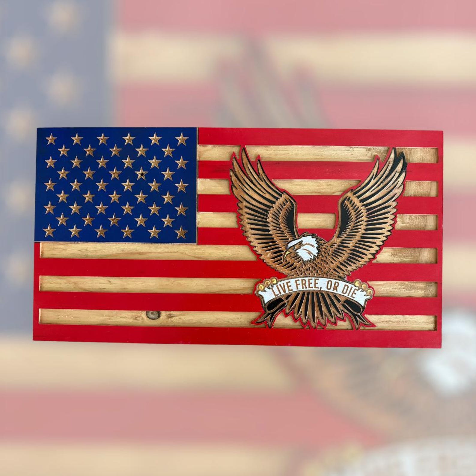 Live Free or Die Wood Flag With Eagle Gift for Birthday Retirement - Etsy