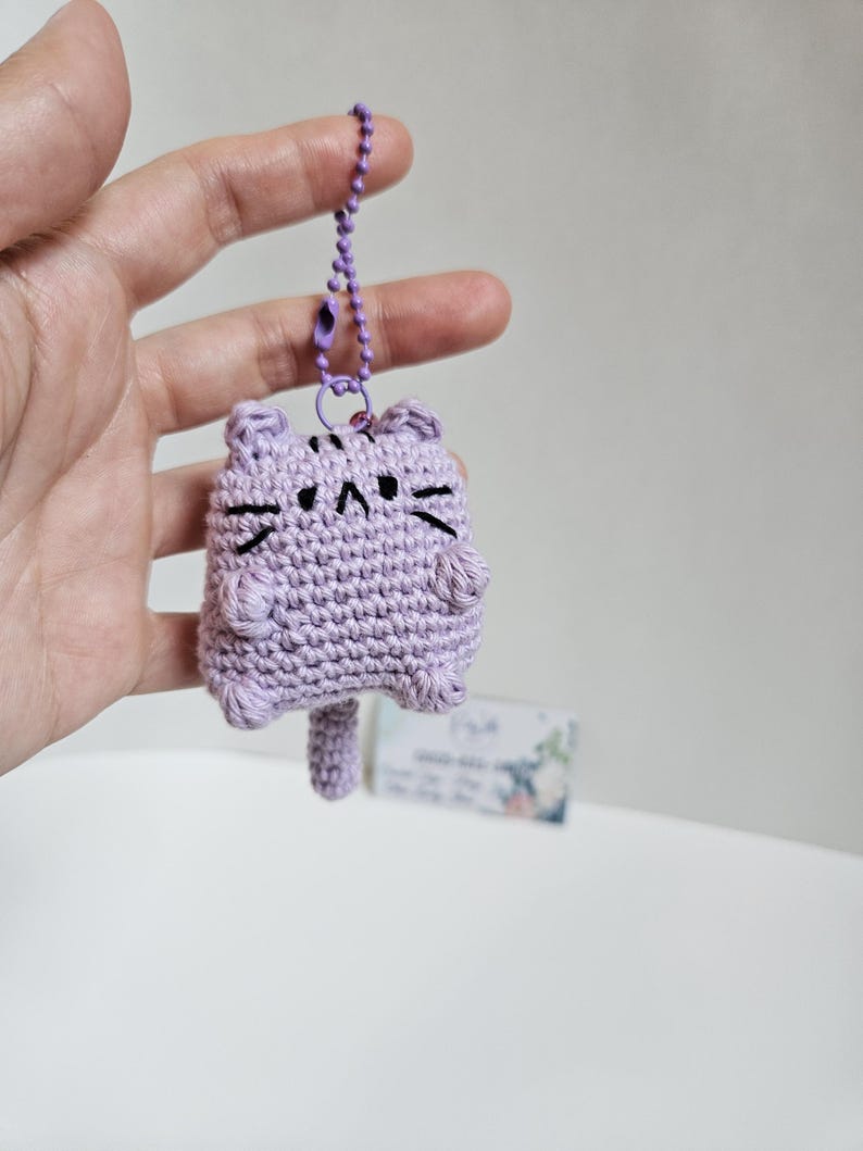 BUY 2 GET 1 FREE- Handmade Mini Color Cute Cat Keychains, Crochet Mini ...