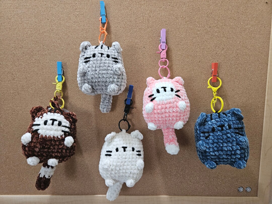 BUY 2 GET 1 Free-handmade Crochet Cat Keychains, Crochet Cute Plushies ...